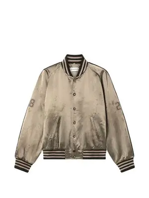 GOLDEN GOOSE Satin Bomber Jacket With Striped Ribbed Trims - Multicolor