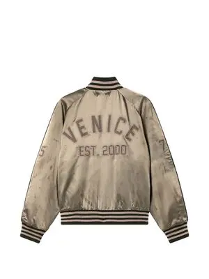 GOLDEN GOOSE Satin Bomber Jacket With Striped Ribbed Trims - Multicolor