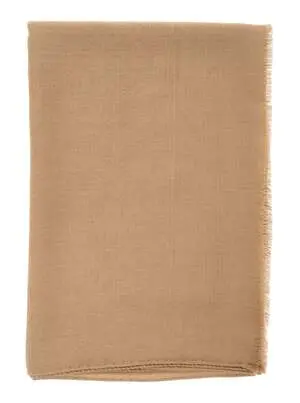 Max Mara Beige Scarf With Fringed Edge In Wool And Silk Blend - Multicolor