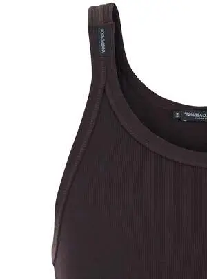 Dolce & Gabbana Brown Ribbed Crew Neck Top In Cotton For