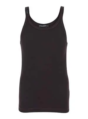 Dolce & Gabbana Dolce & Gabbana Men Brown Ribbed Crew Neck Top In Cotton For Men Multicolor
