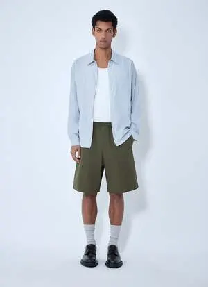 Prada Elastic Waist Cotton Twill Shorts