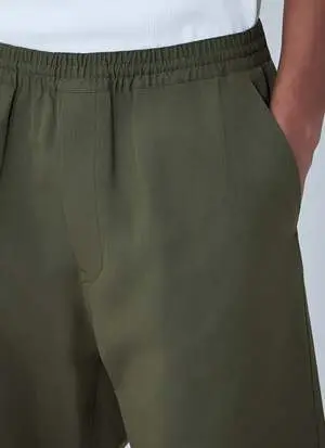 Prada Elastic Waist Cotton Twill Shorts