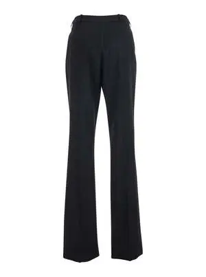 Balenciaga Black Wool Straight-leg Pleated Pants - Multicolor