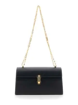 Savette Chain Symmetry Shoulder Bag In Black Leather - Multicolor