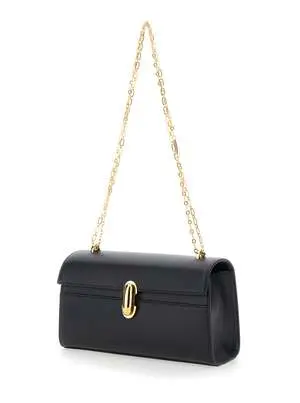 Savette Chain Symmetry Shoulder Bag In Black Leather - Multicolor