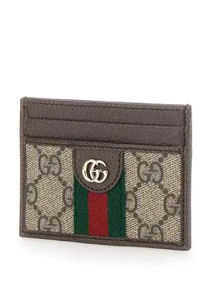 Gucci Card Holder 'ophidia' With Web Detail In Beige Leather For - Multicolor