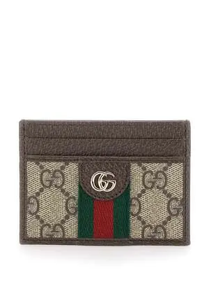 Gucci Card Holder 'ophidia' With Web Detail In Beige Leather For - Multicolor