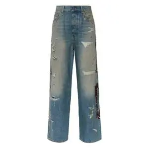 Amiri Embellished Wide-leg Denim Jeans