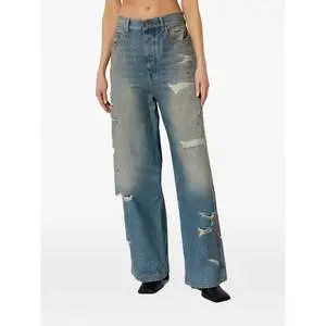Amiri Embellished Wide-leg Denim Jeans