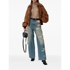 Amiri Embellished Wide-leg Denim Jeans