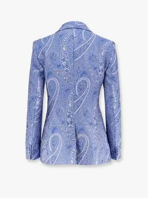 Etro Silk Blend Single-breasted Blazer With Iconic Paisley Print - Multicolor