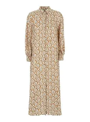 Max Mara Mxmgiara' Silk V-neck Dress - Multicolor