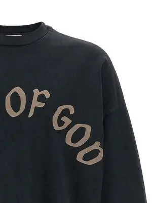 Fear Of God Fg 9 Heavy Cotton Sweater With Sun-fade Effect And Hand-printed Graphics