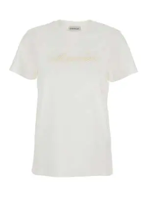 Moncler Cotton Crew Neck T-shirt With Logo Embroidery - Multicolor