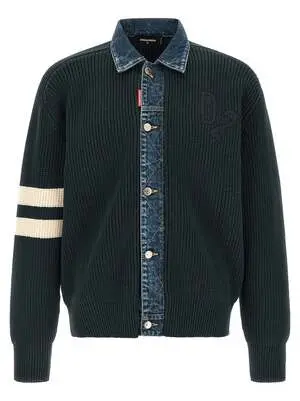Dsquared2 Denim Mix Knit Cardigan