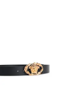 Versace Leather Belt With Buckle Crest