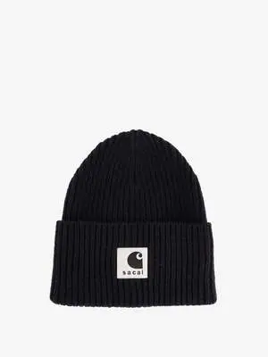 SACAI X CARHARTT WIP Wool Blend Knit Beanie Hat - Black