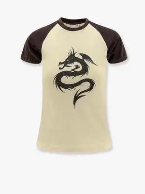 Coperni Crew-neck Cotton T-shirt With Dragon Graphic - Multicolor