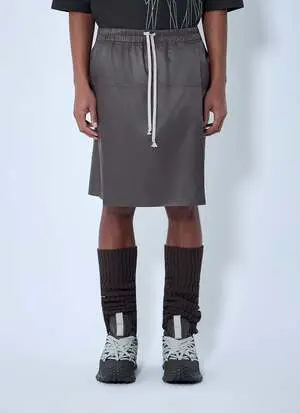 Moncler Drawstring Technical Fabrication Blend Midi Kilt Shorts - Gray