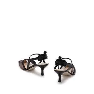 Fendi Calf Leather Zucca Monogram Mesh Kitten Heel Pumps - Black