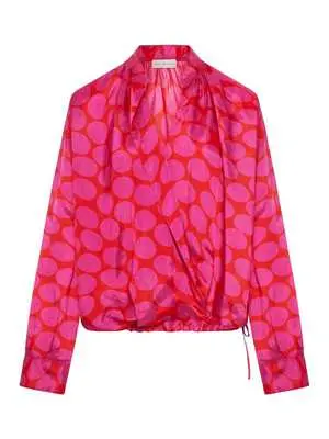 Dries Van Noten DRIES VAN NOTEN Long Sleeve Wrap Blouse With Tie Detail Multicolor