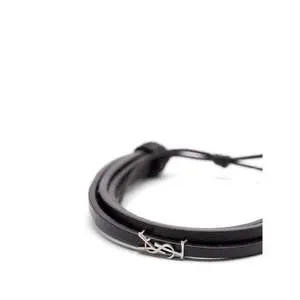 Saint Laurent Leather Bracelet With Logo Detail