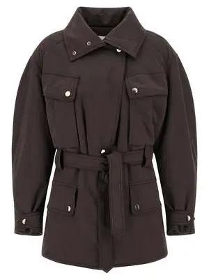 Andamane Xandra Suede Effect Military Jacket - Brown