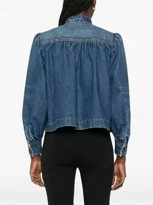 Chloé High-neck Gathered Denim Jacket - Blue