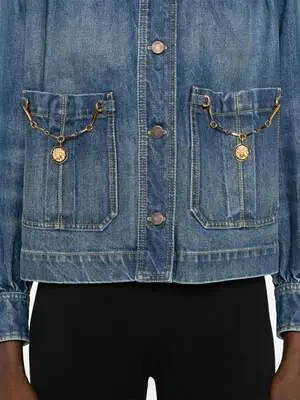 Chloé High-neck Gathered Denim Jacket - Blue
