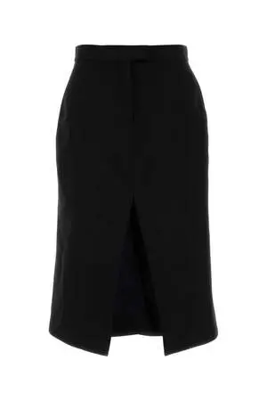 Alexander McQueen Stretch Wool Skirt - Black