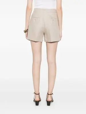 Max Mara Beige Linen Seam Pocket Shorts - Multicolor