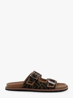 Fendi Ff Jacquard Fabric Feel Sandals With Buckles - Multicolor