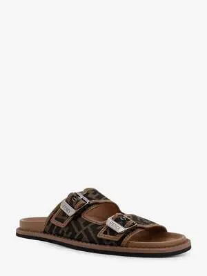 Fendi Ff Jacquard Fabric Feel Sandals With Buckles - Multicolor
