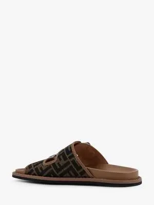 Fendi Ff Jacquard Fabric Feel Sandals With Buckles - Multicolor
