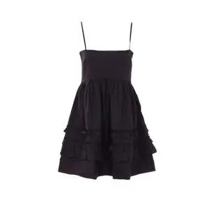 GANNI Mini Frill Dress - Black
