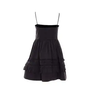 GANNI Mini Frill Dress - Black