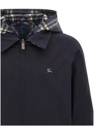 Burberry Reversible Jacket With Adjustable Hood - Blue