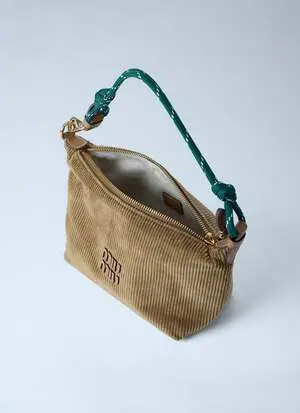 Miu Miu Velvet Shoulder Bag With Logo Detail - Brown