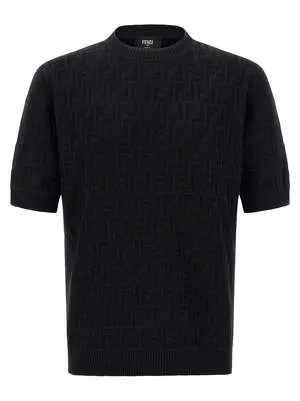 Fendi Ff Logo Crew Neck Short Sleeve Sweater