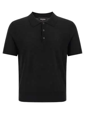 Dsquared2 Wool Polo Shirt - Black