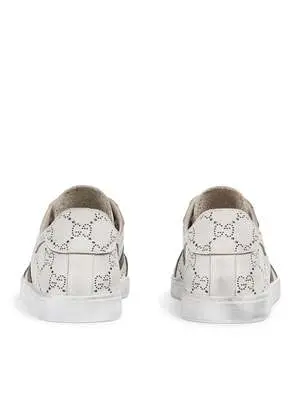 Gucci Low-top Leather Sneakers With Laser-cut Gg Motif