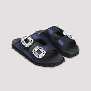 ROGER VIVIER Slidy Strass Embellished Satin Mules