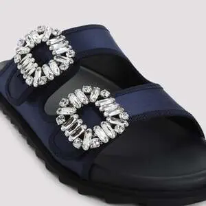 ROGER VIVIER Slidy Strass Embellished Satin Mules