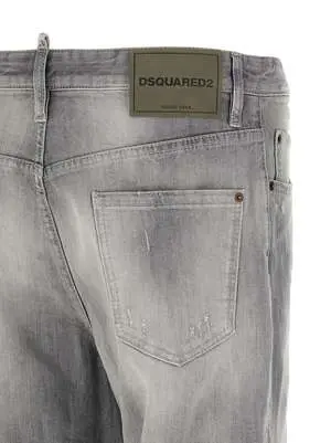 Dsquared2 642' Stonewashed Stretch Cotton Denim Jeans - Gray