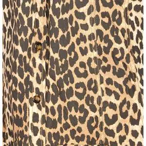 GANNI Leopard Print Long Sleeve Shirt Dress - Brown
