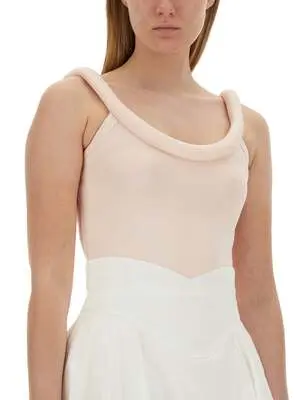 Alexander McQueen Ribbed Knit Top With Logo Detail