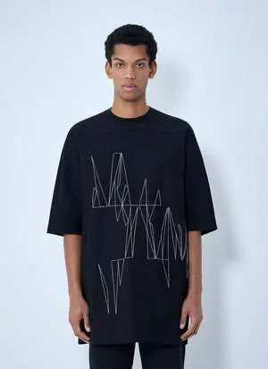 Moncler Embroidered Geometric Cotton T-shirt - Black