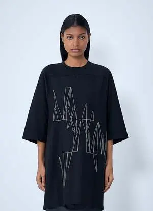Moncler Embroidered Geometric Cotton T-shirt - Black