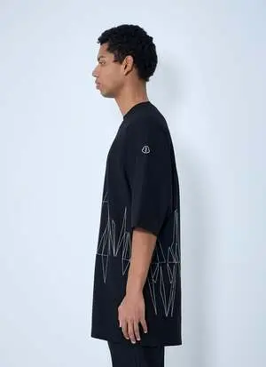 Moncler Embroidered Geometric Cotton T-shirt - Black